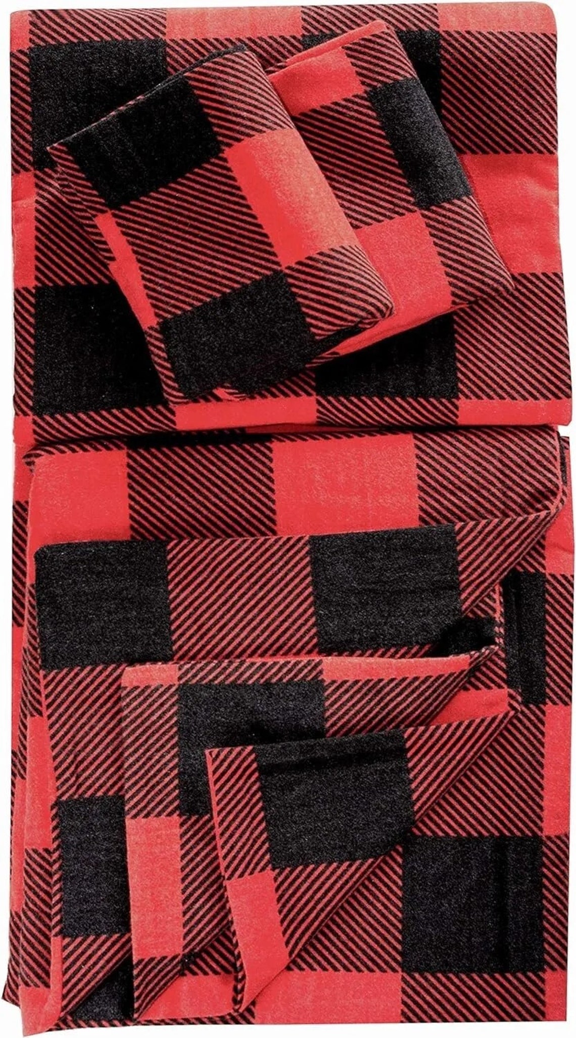 180 Gram Cotton Heavy Flannel Duvet Cover Set (red Black Plaid,full ...