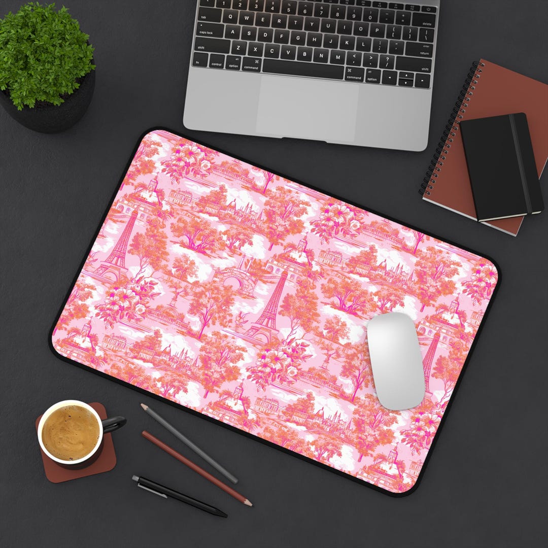 The Vivian Pink Parisian French Toile Desk Mat - Etsy