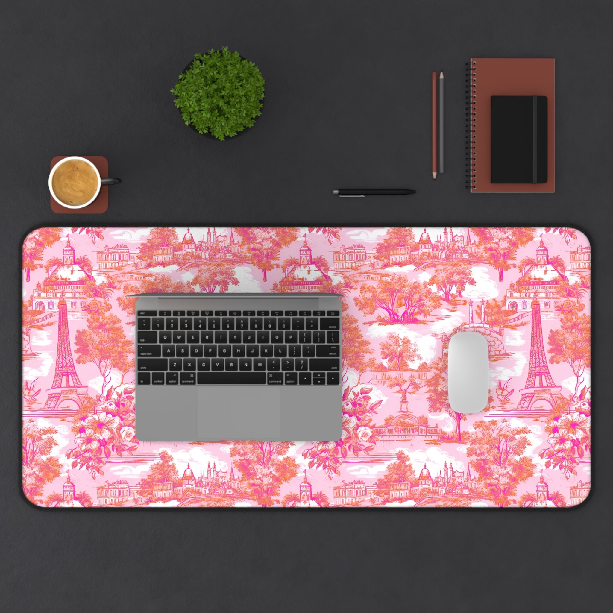 The Vivian Pink Parisian French Toile Desk Mat - Etsy