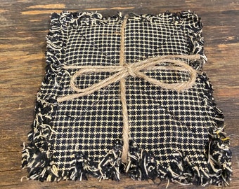 Rag Quilt Coasters, Set of 4, Primitive Green, Check Homespun ...