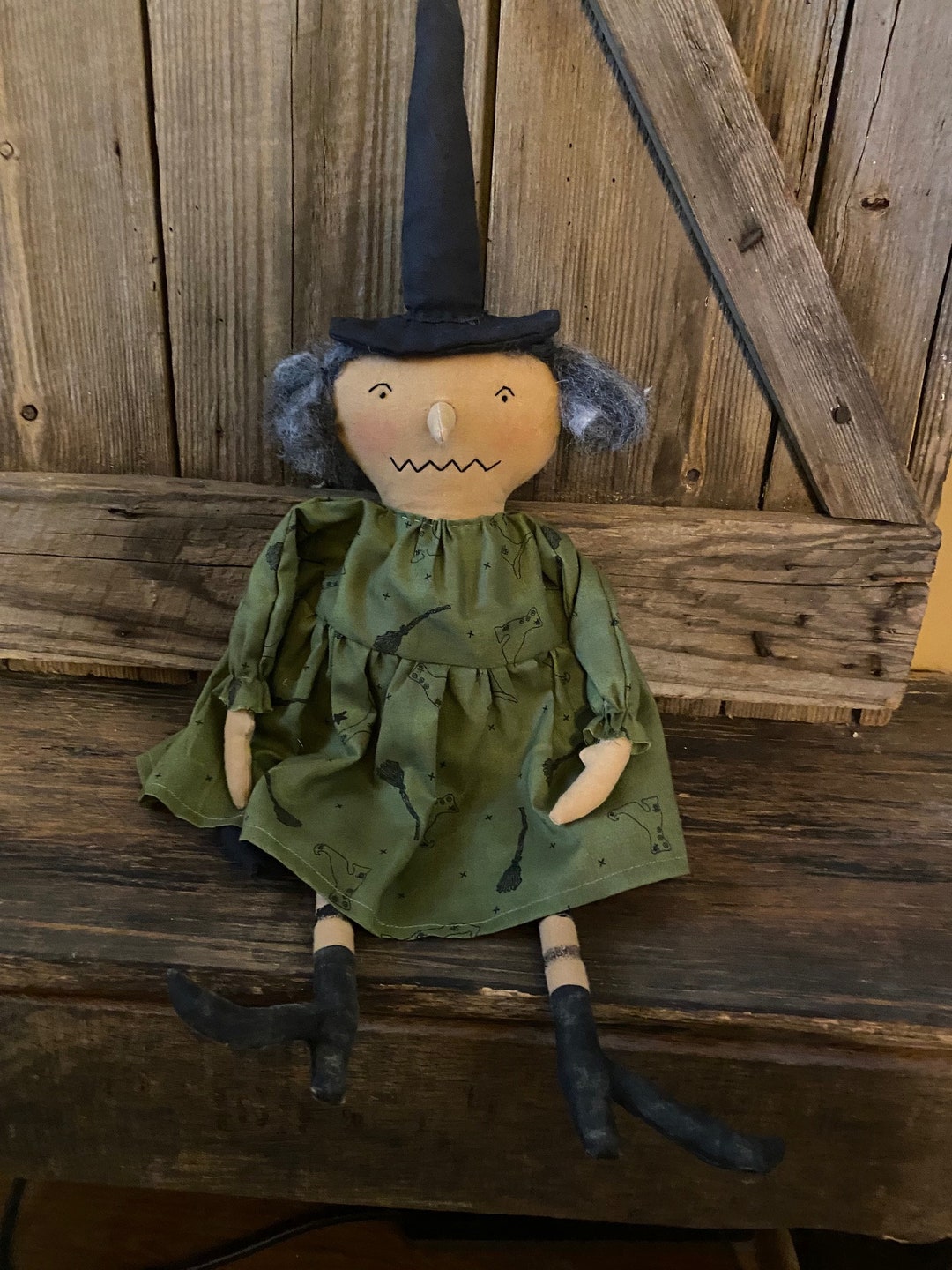 Primitive Halloween Witch Doll Waverly - Etsy