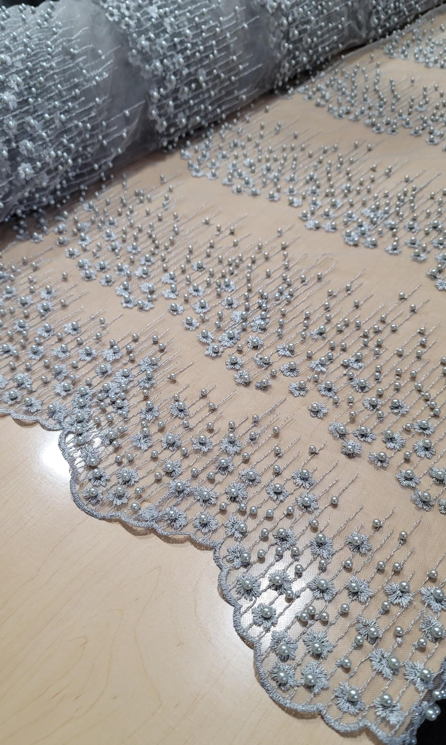 Pearl Beaded on Mesh - Etsy