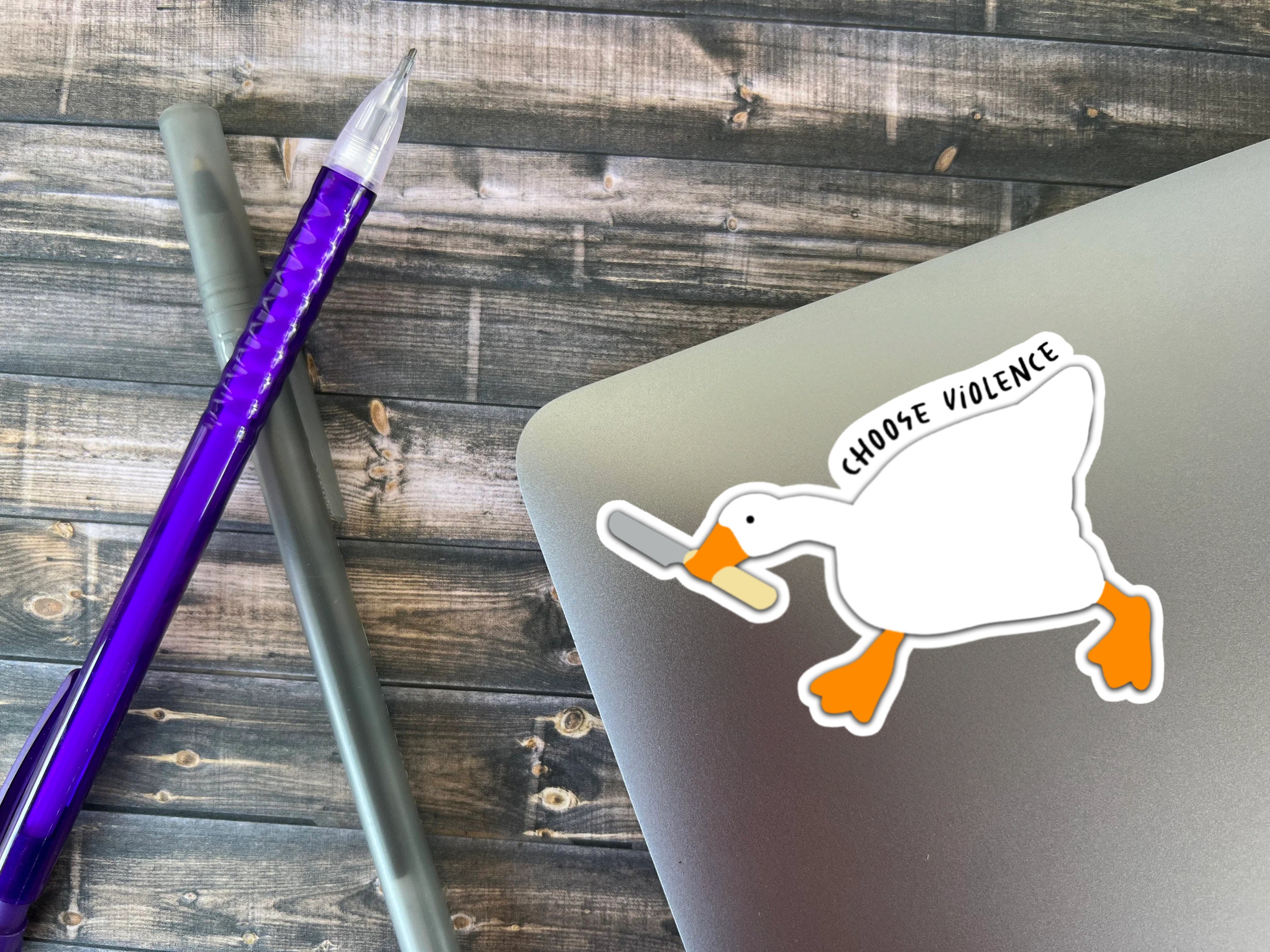 Cute Choose Violence Goose Sticker Goose Stickers Silly - Etsy