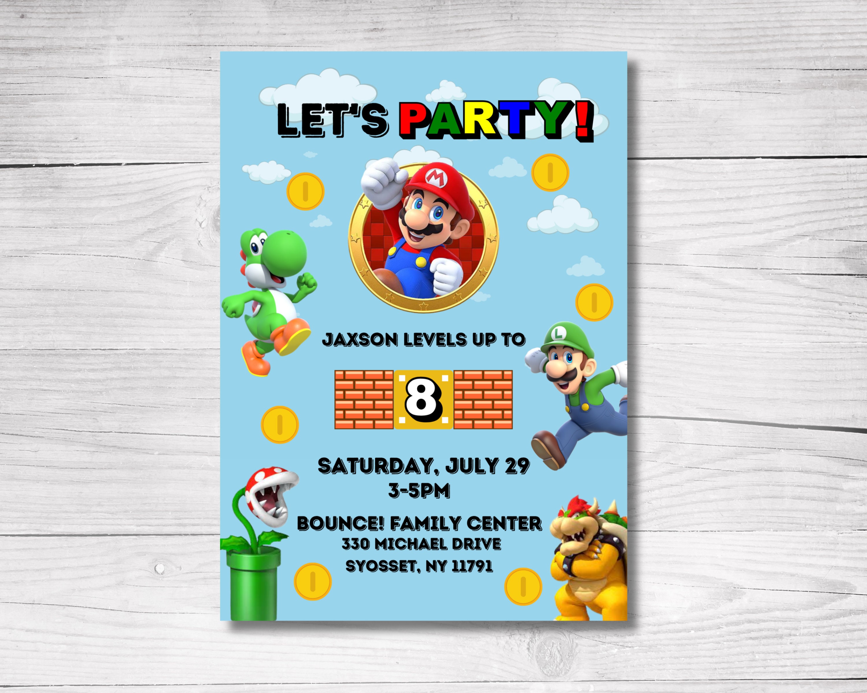Super Mario Birthday Invitation, Mario Bros Birthday, Mario Party ...
