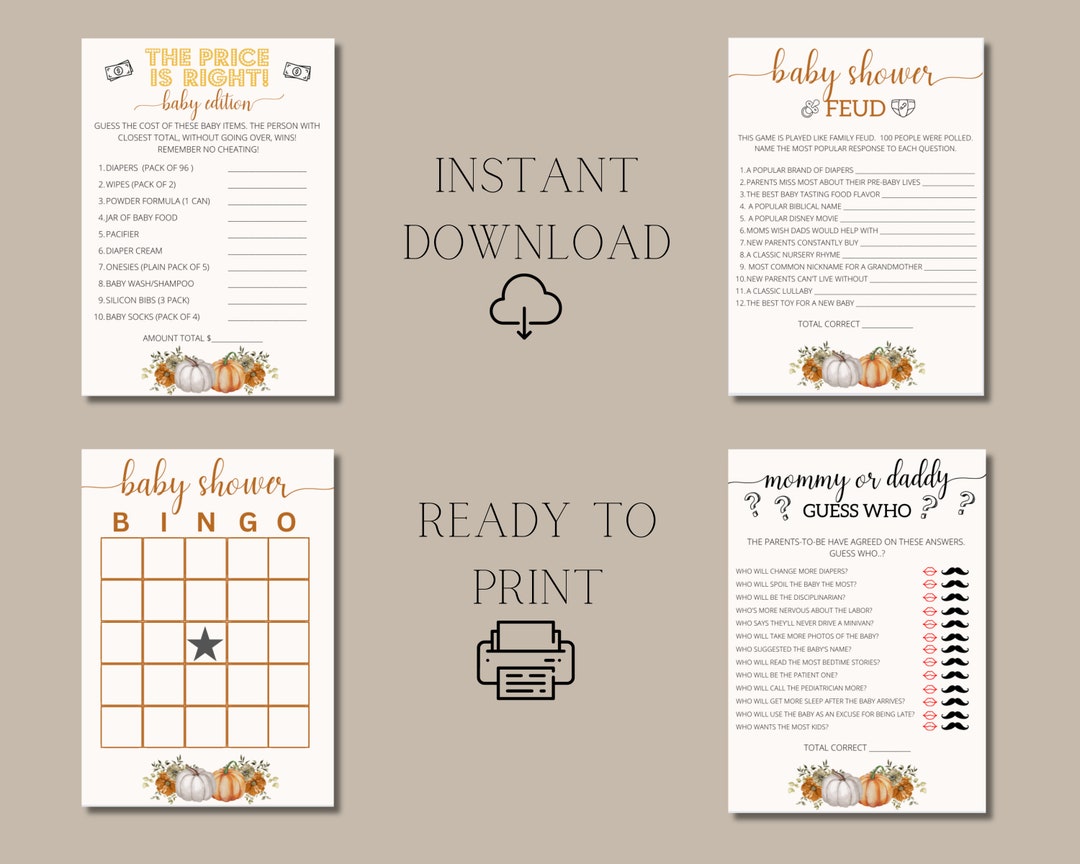 Fall Theme Baby Shower Games, Pumpkin Decoration Baby Shower, Baby ...