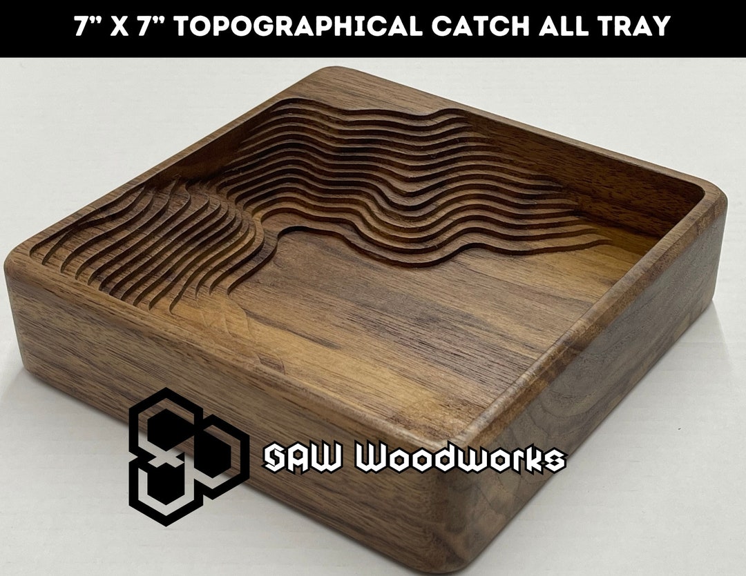 7x7 Topographic Catch All Tray Wooden Walnut Tray - Etsy