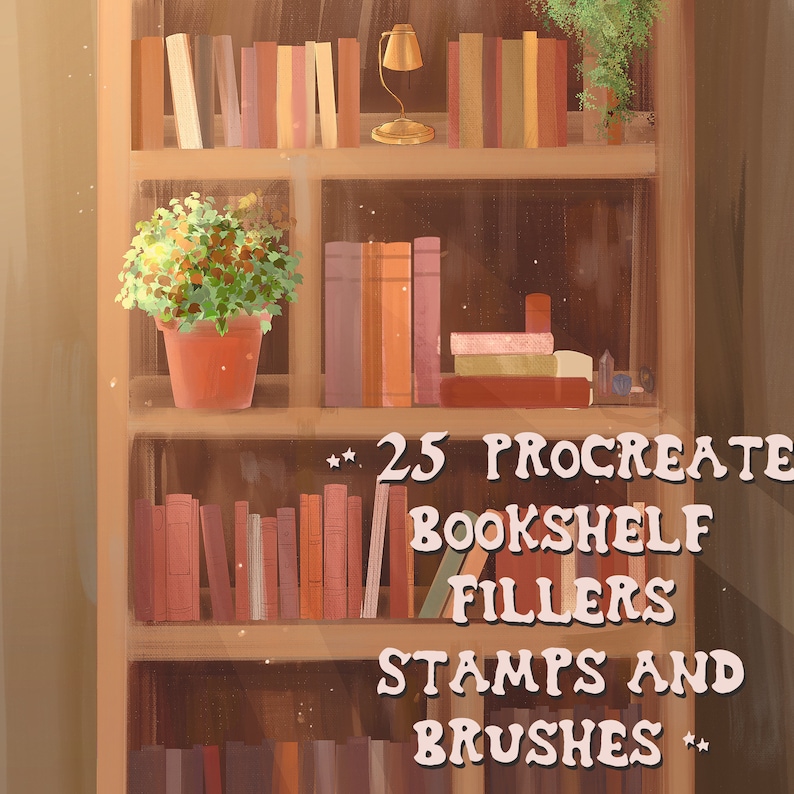 25 Stamps and Brushes for Procreate Aesthetic Bookcase Fillers and ...