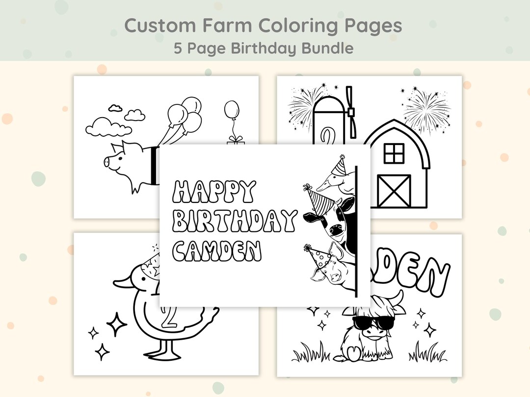 Farm Birthday Coloring Pages, Custom Birthday Coloring Pages, Farm ...