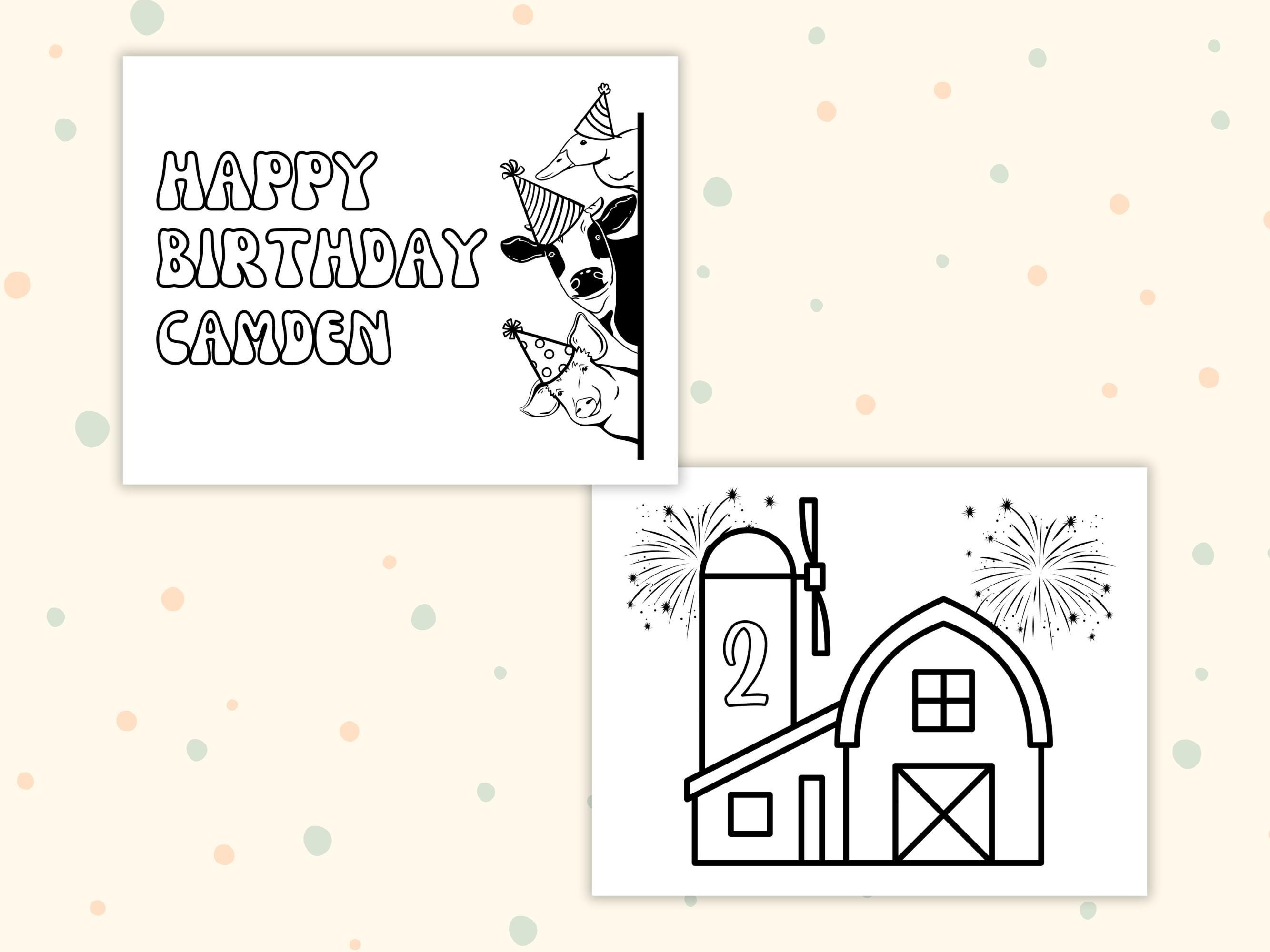 Farm Birthday Coloring Pages, Custom Birthday Coloring Pages, Farm ...