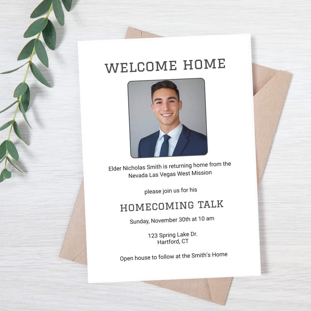 Missionary Homecoming Invite, Editable Invitation, Instant Download ...