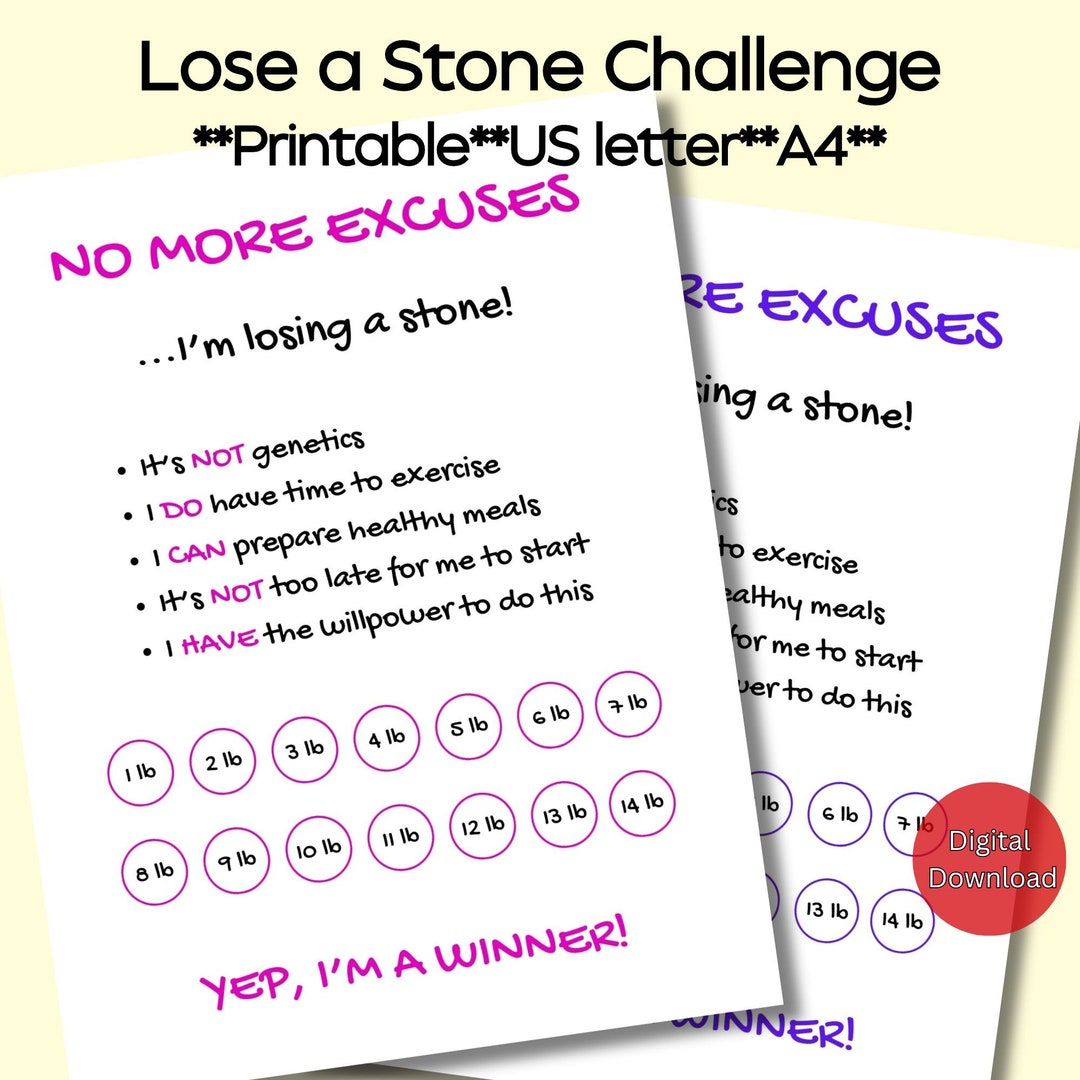 Lose a Stone Weigh Loss Challenge, No Excuses, Tough Love Motivational ...