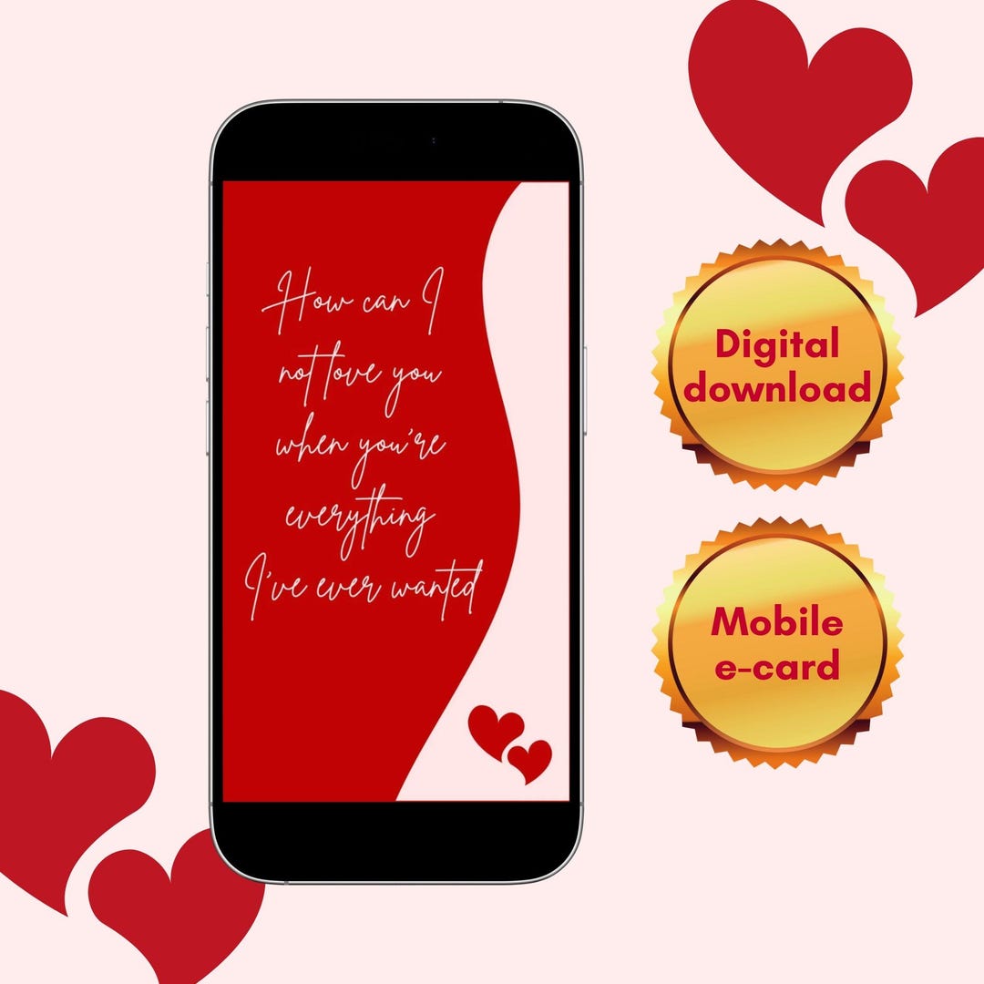 Digital Romantic Valentines Card Mobile E-card for Lovers Electronic ...