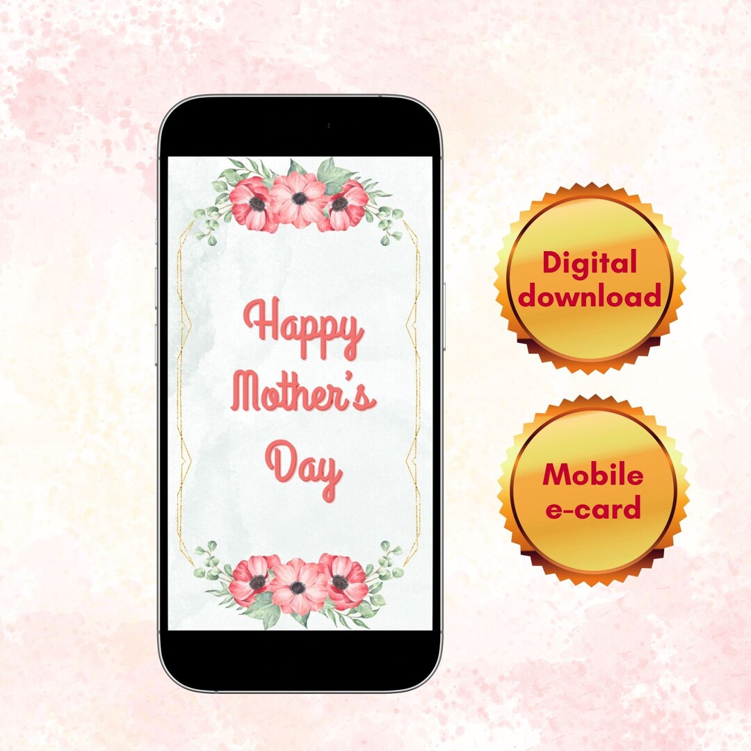 Digital Mother's Day Card Mobile Ecard for Mum Electronic Message Note ...