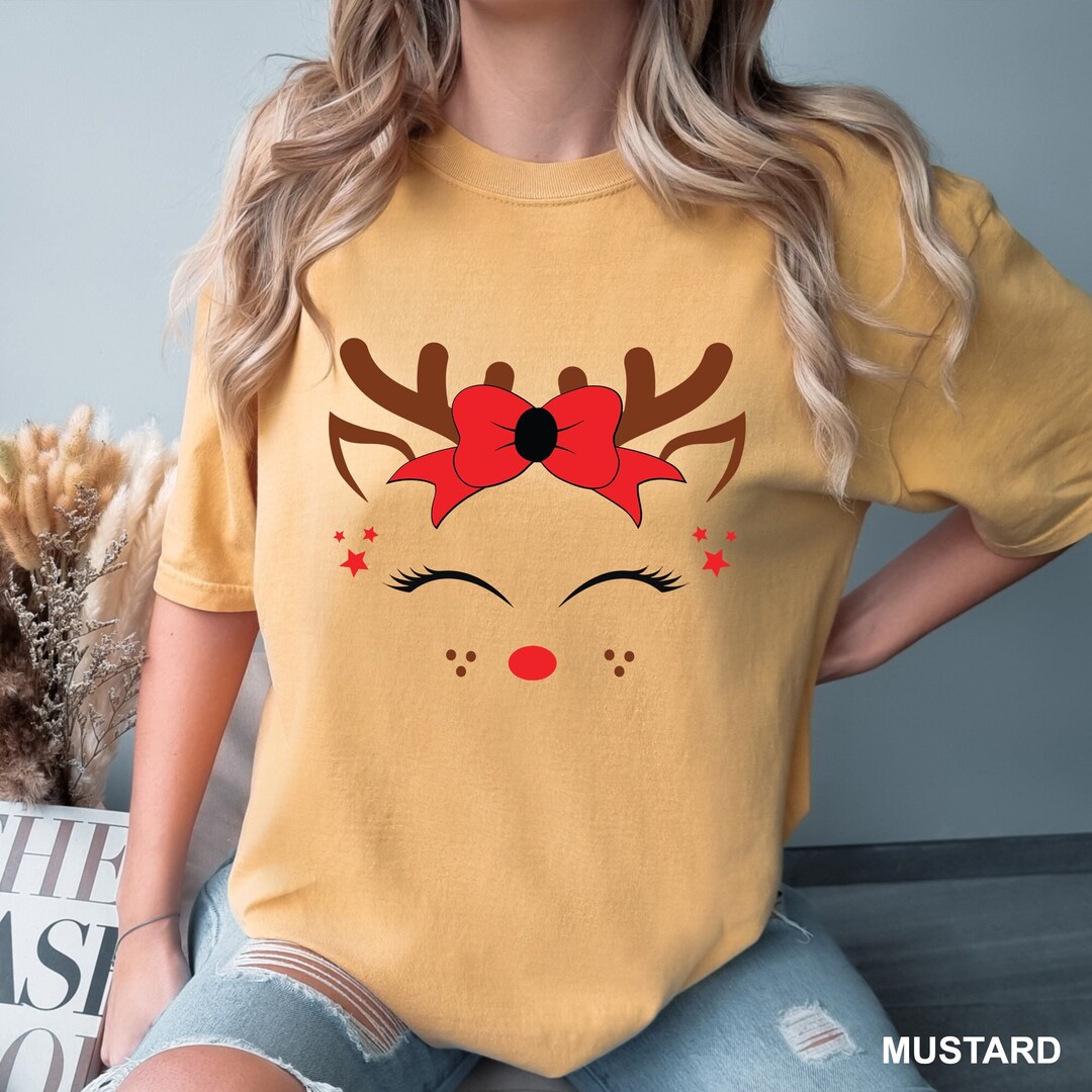 Christmas Reindeer Face T-shirtgirl Reindeer Shirt Christmas - Etsy