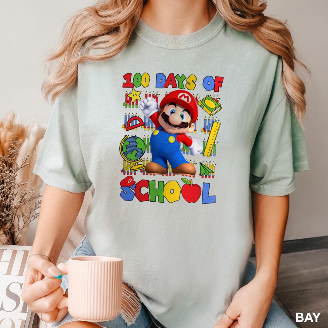 Mario 100 Days of School Shirt,super Mario Back to School Shirt, Super ...