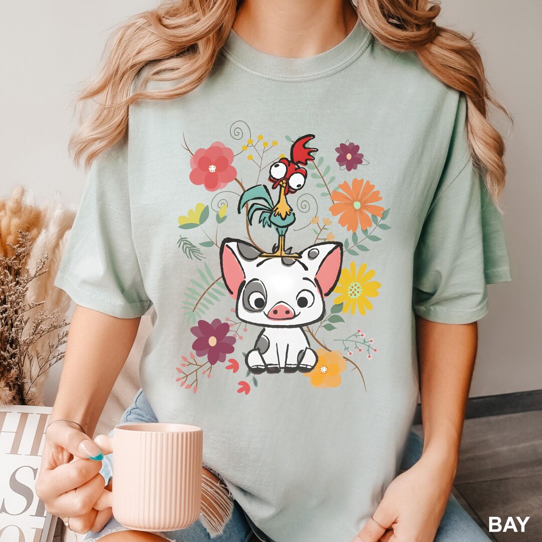Moana Shirt, Pua and Hei Hei Floral Shirt, Comfort Colors Shirt, Disney ...