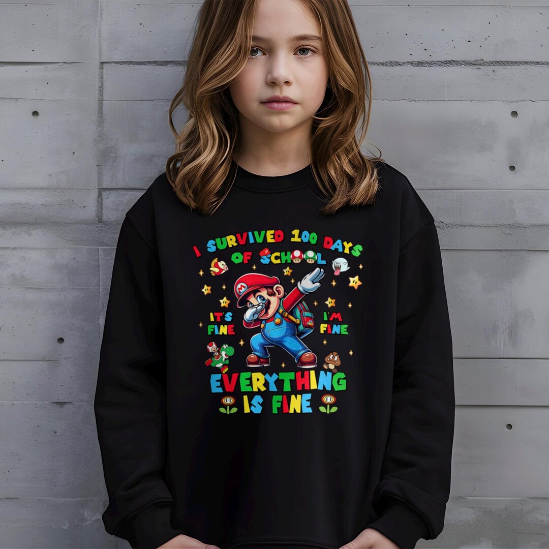 Mario 100 Days of School Shirt,super Mario Back to School Shirt, Super ...
