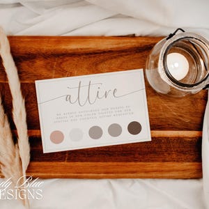 Modern Wedding Color Palette Card Custom Dress Code Card Template DIY ...