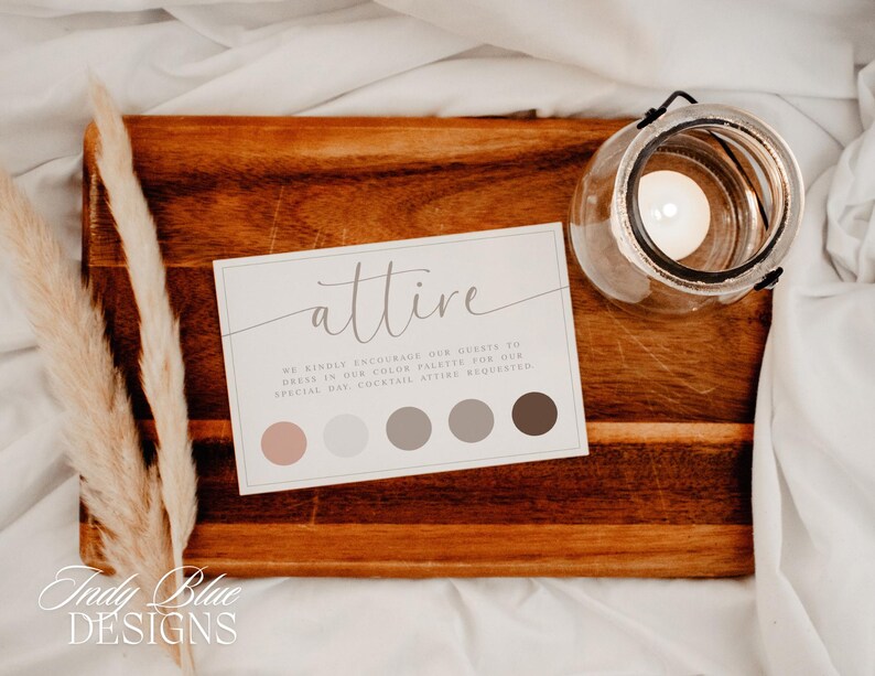 Modern Wedding Color Palette Card Custom Dress Code Card Template DIY ...