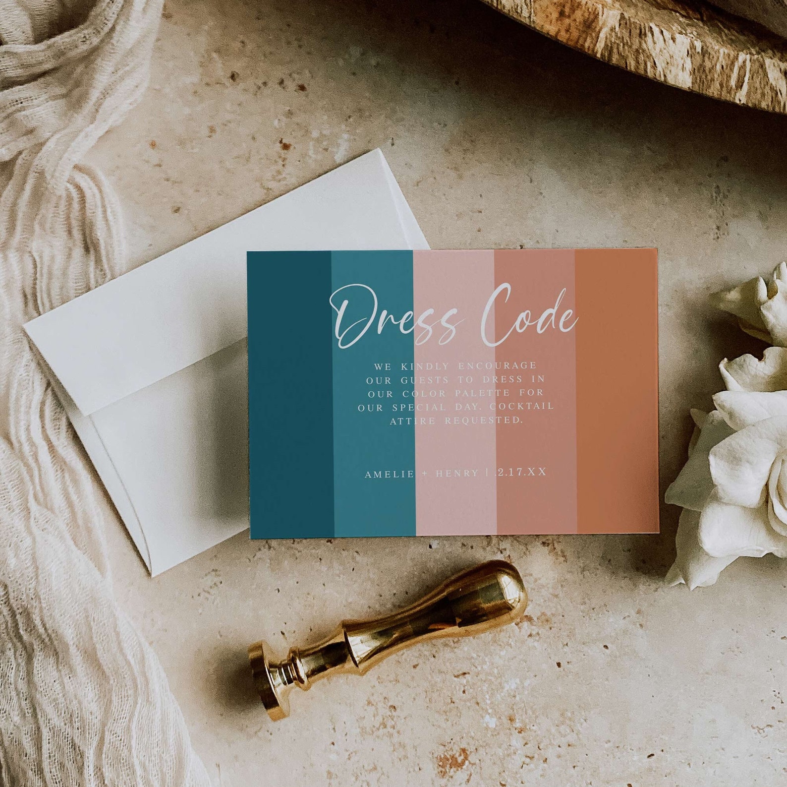 Wedding Attire Card Template, Wedding Color Palette Card, Color Palette ...