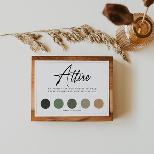 Modern Wedding Color Palette Card Custom Dress Code Card Template DIY ...