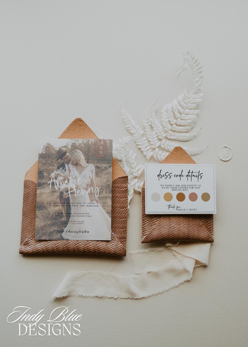 Modern Wedding Color Palette Card Custom Dress Code Card Template DIY ...