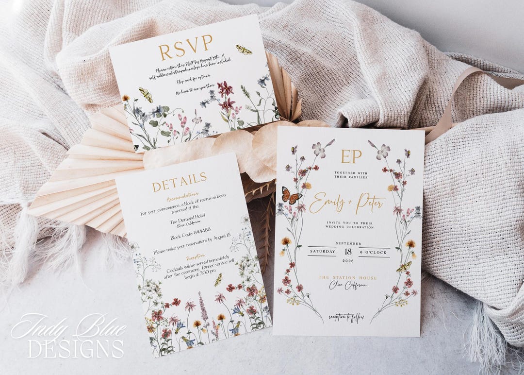 Unique Spring Wedding Invitation Template Suite Classic Wedding ...