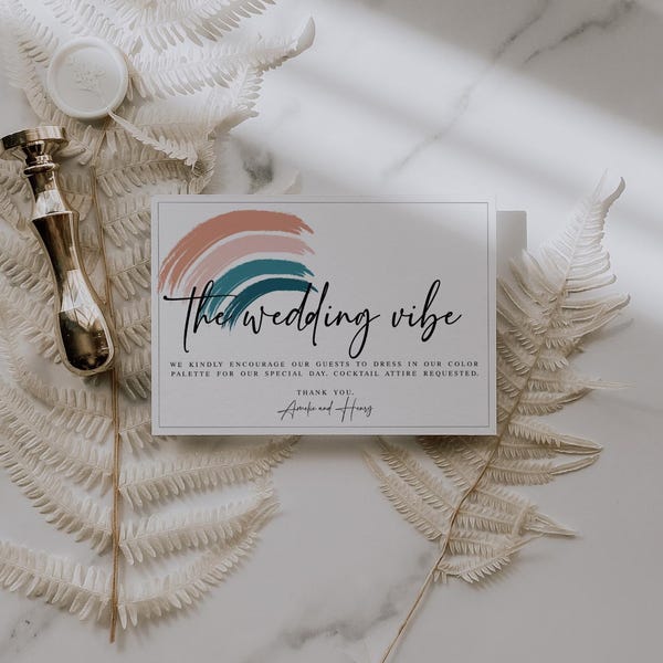 Modern Wedding Color Palette Card Custom Dress Code Card Template DIY ...