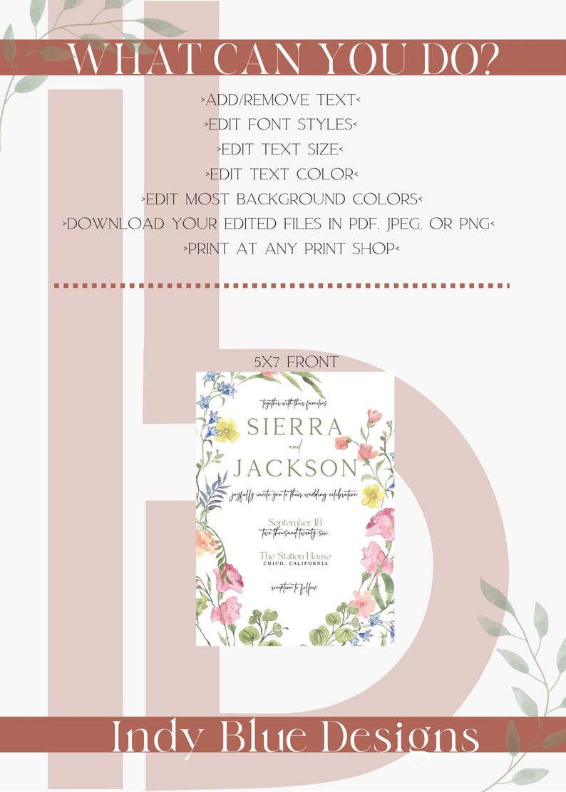 Unique Spring Wedding Invitation Template Wildflower Classic Save the ...