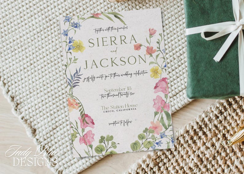 Unique Spring Wedding Invitation Template Wildflower Classic Save the ...