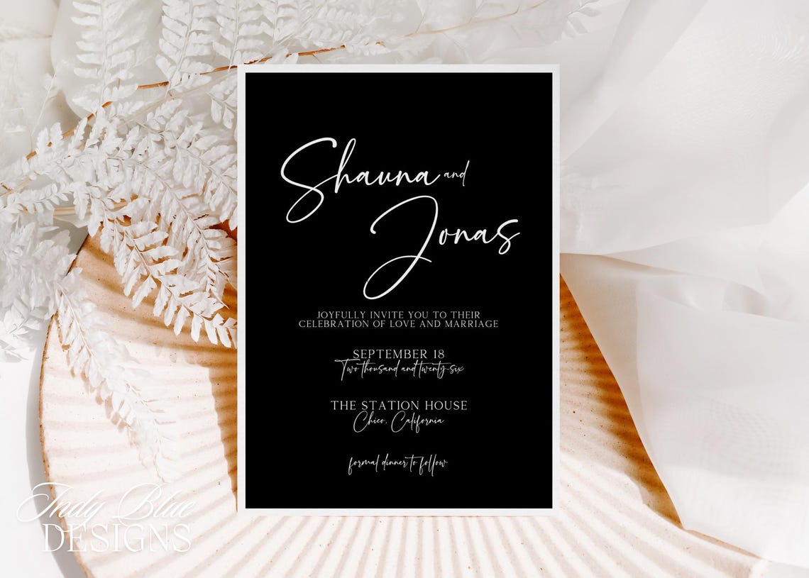 Modern Wedding Invitation Template Set Elegant Sophisticated Wedding ...