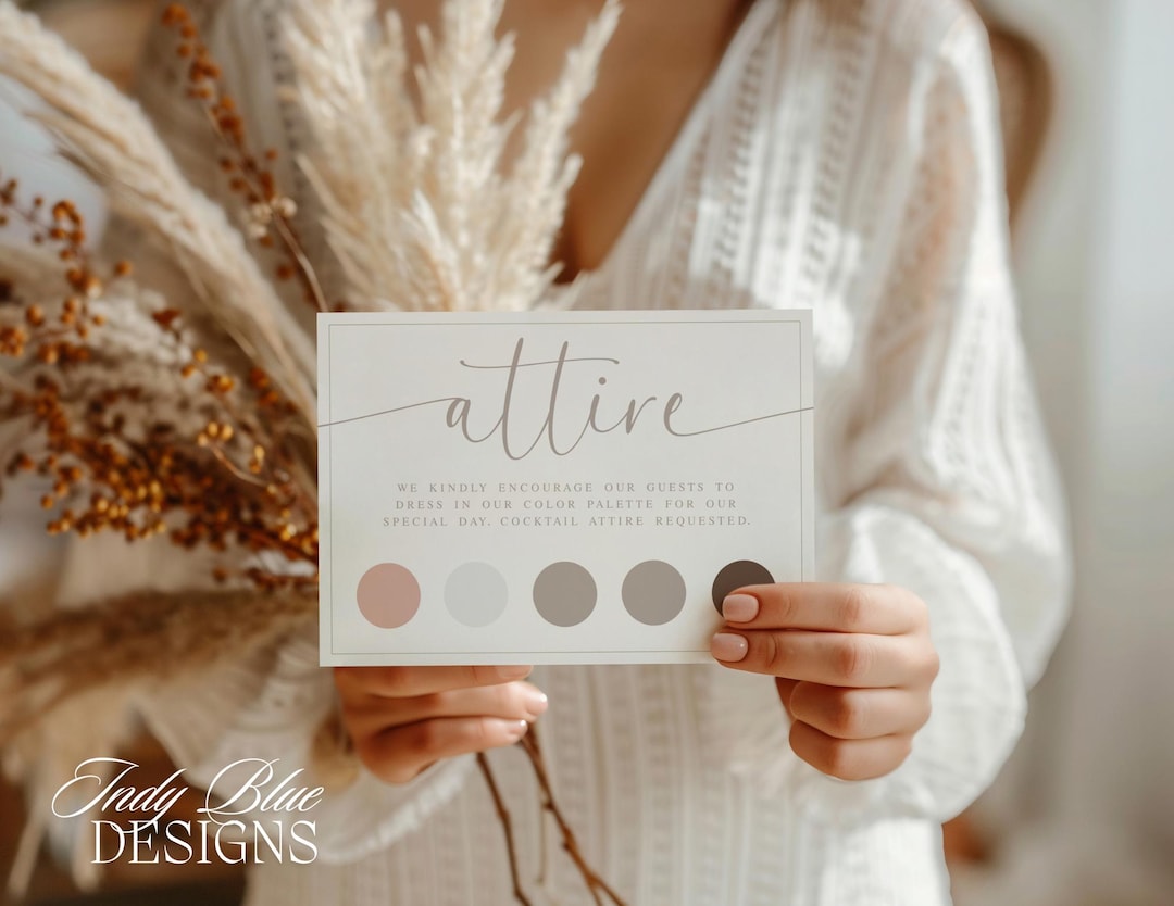 Modern Wedding Color Palette Card Custom Dress Code Card Template DIY ...