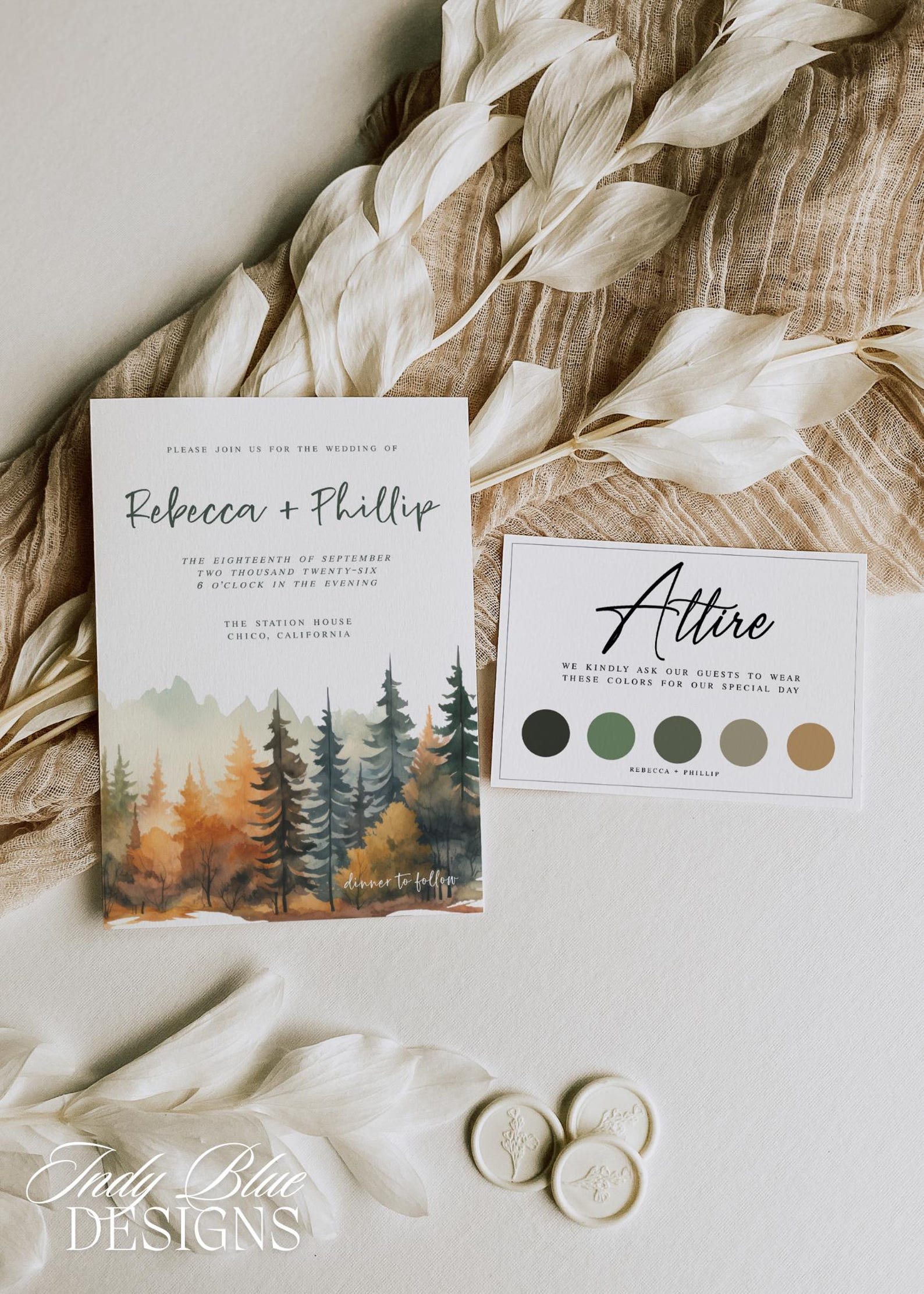 Modern Wedding Color Palette Card Custom Dress Code Card Template DIY ...