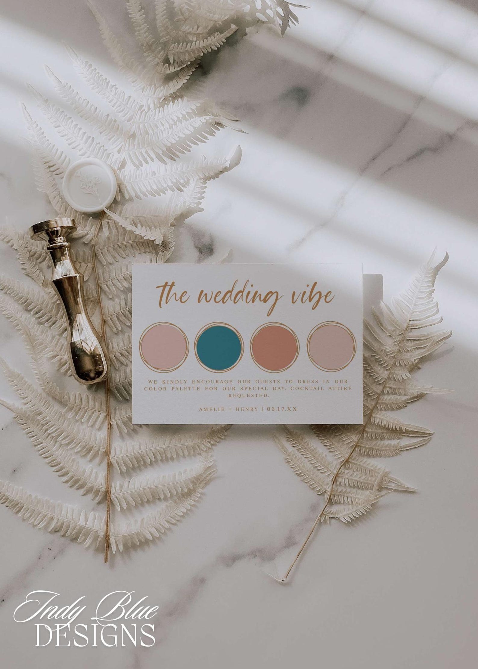 Modern Wedding Color Palette Card Custom Dress Code Card Template DIY ...