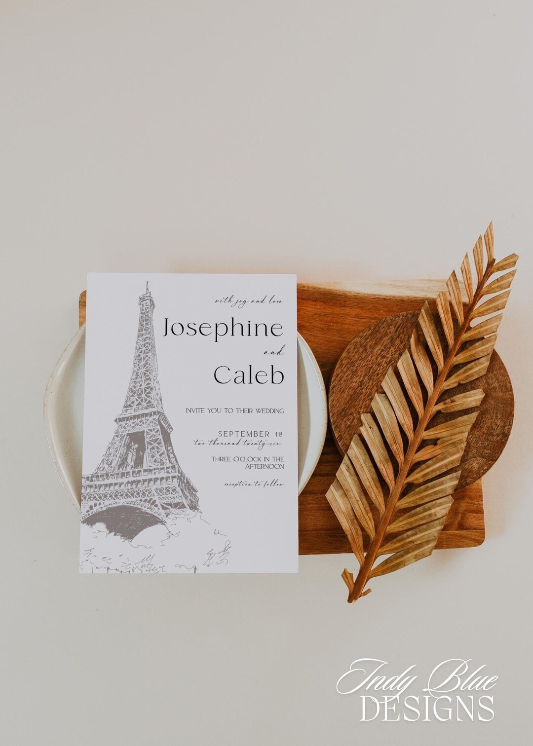 Paris France Modern Wedding Invitation Template Personalized Modern ...