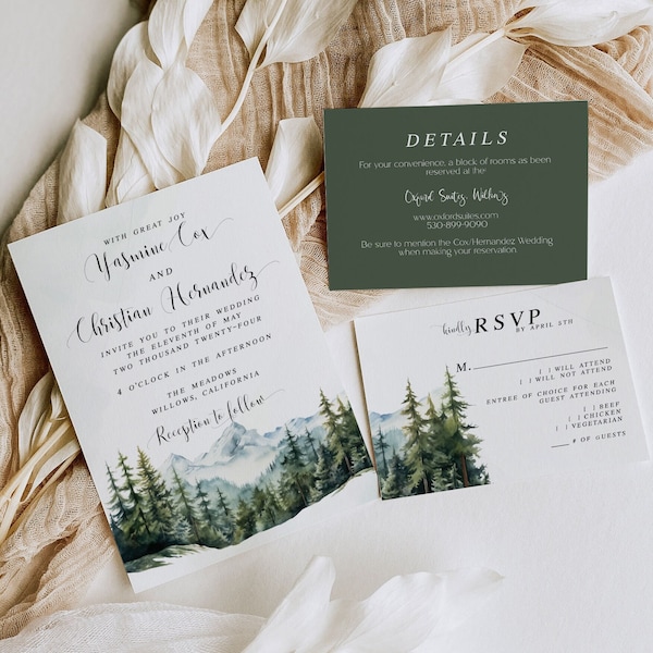 Pine Tree Invitation - Etsy