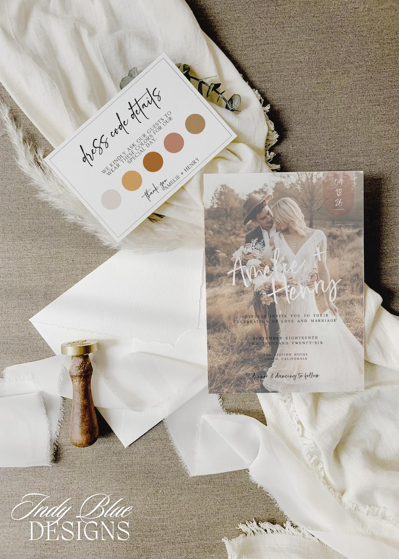 Modern Wedding Color Palette Card Custom Dress Code Card Template DIY ...