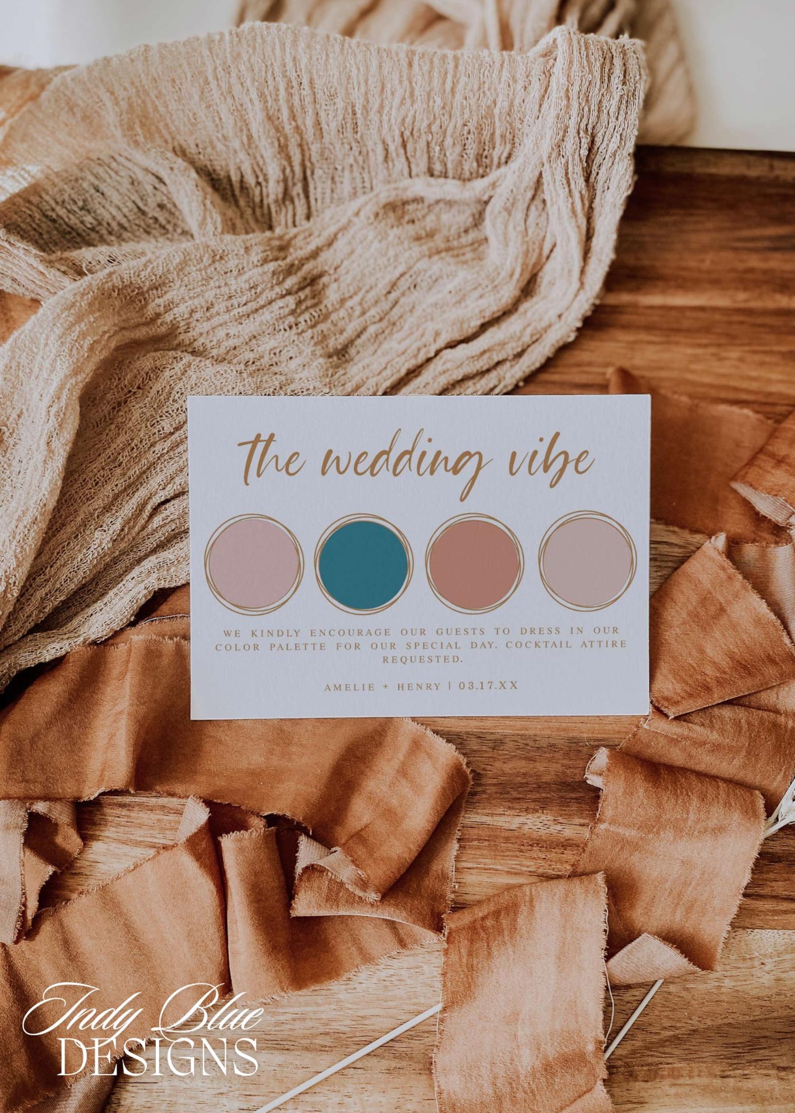 Modern Wedding Color Palette Card Custom Dress Code Card Template DIY ...