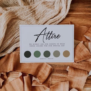Modern Wedding Color Palette Card Custom Dress Code Card Template DIY ...
