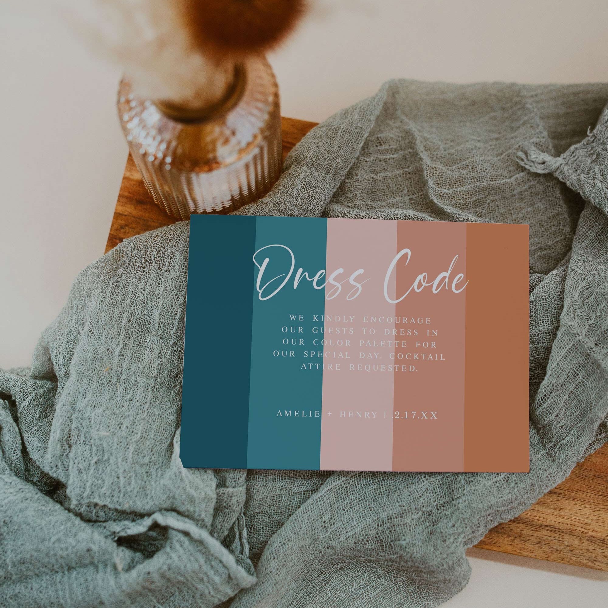 Wedding Attire Card Template, Wedding Color Palette Card, Color Palette ...