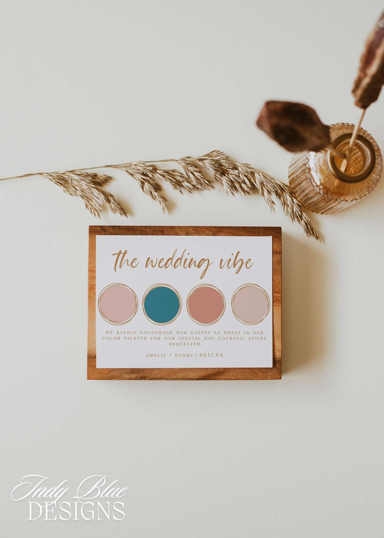 Modern Wedding Color Palette Card Custom Dress Code Card Template DIY ...