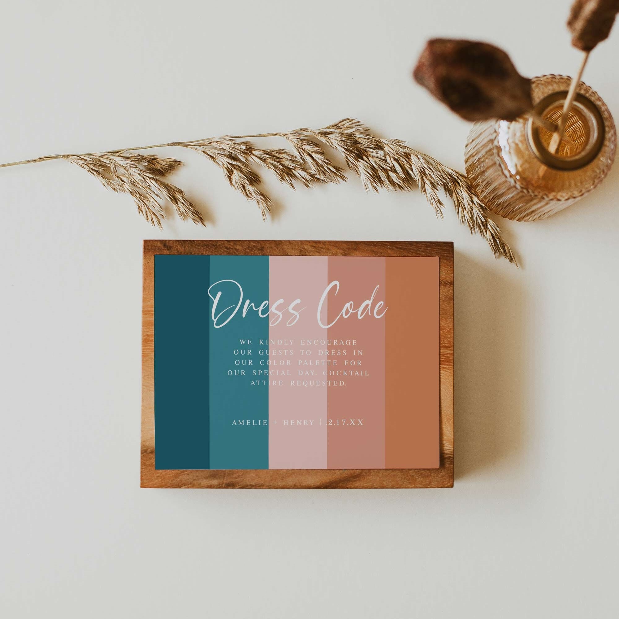 Wedding Attire Card Template, Wedding Color Palette Card, Color Palette ...