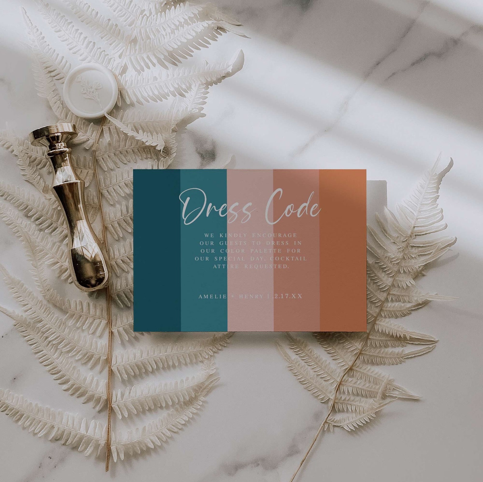 Wedding Attire Card Template, Wedding Color Palette Card, Color Palette ...