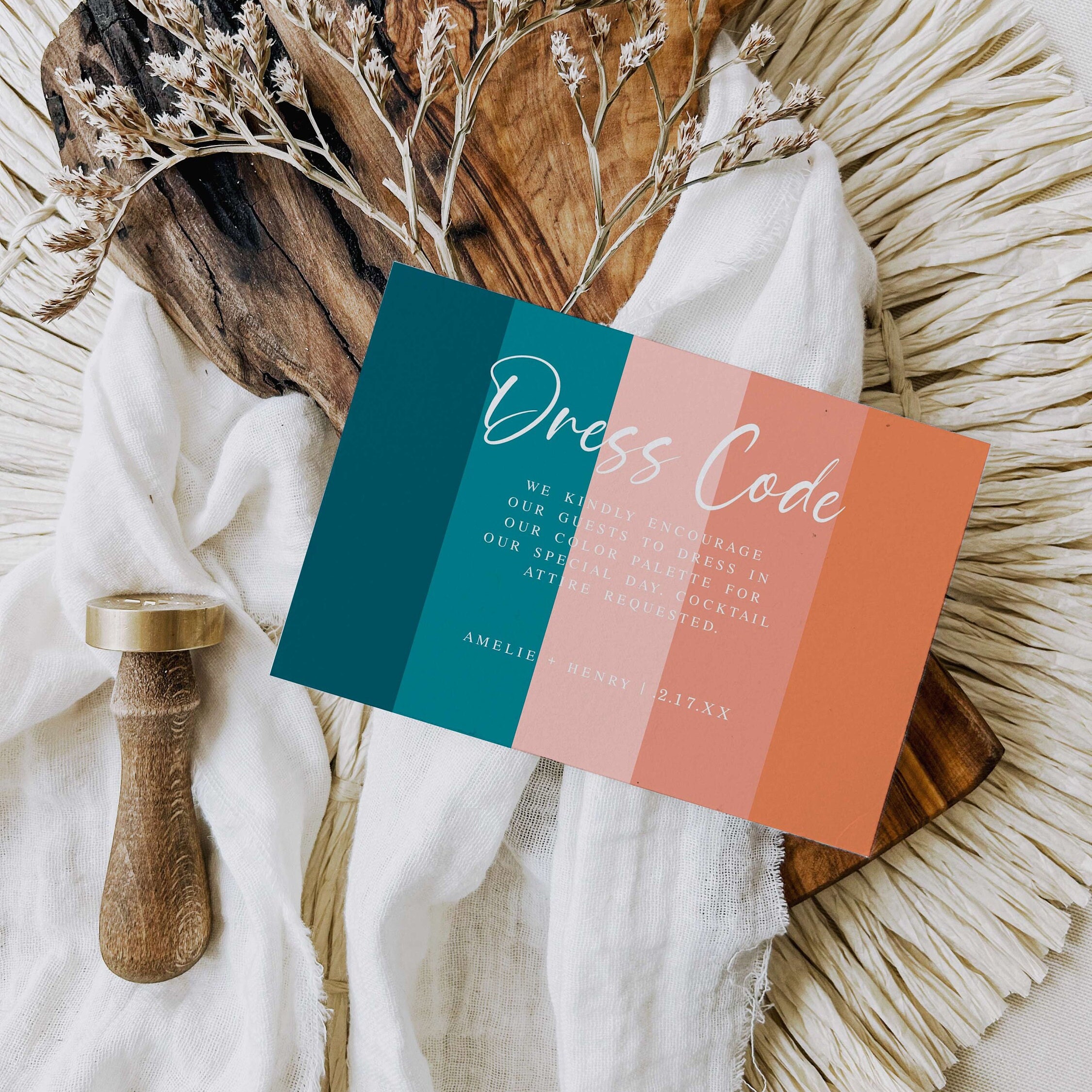Wedding Attire Card Template, Wedding Color Palette Card, Color Palette ...