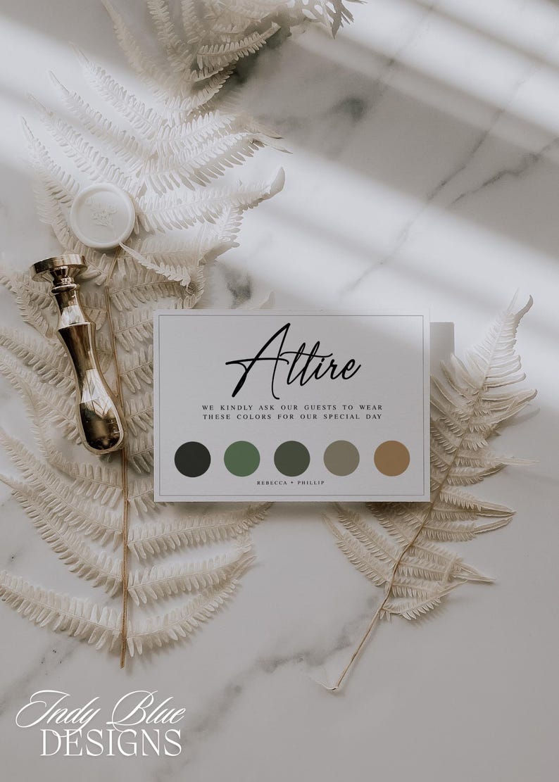 Modern Wedding Color Palette Card Custom Dress Code Card Template DIY ...
