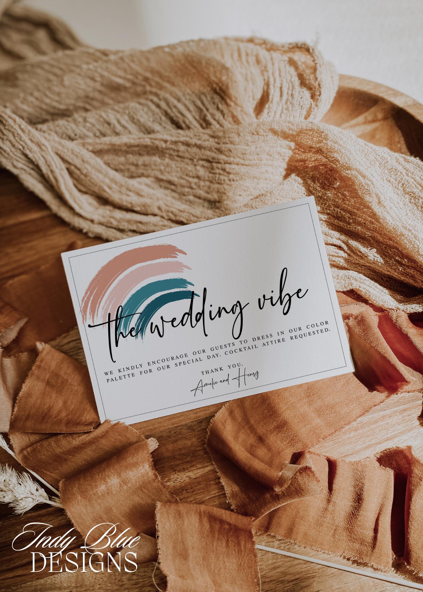 Wedding Attire Card Template, Wedding Color Palette Card, Color Palette ...