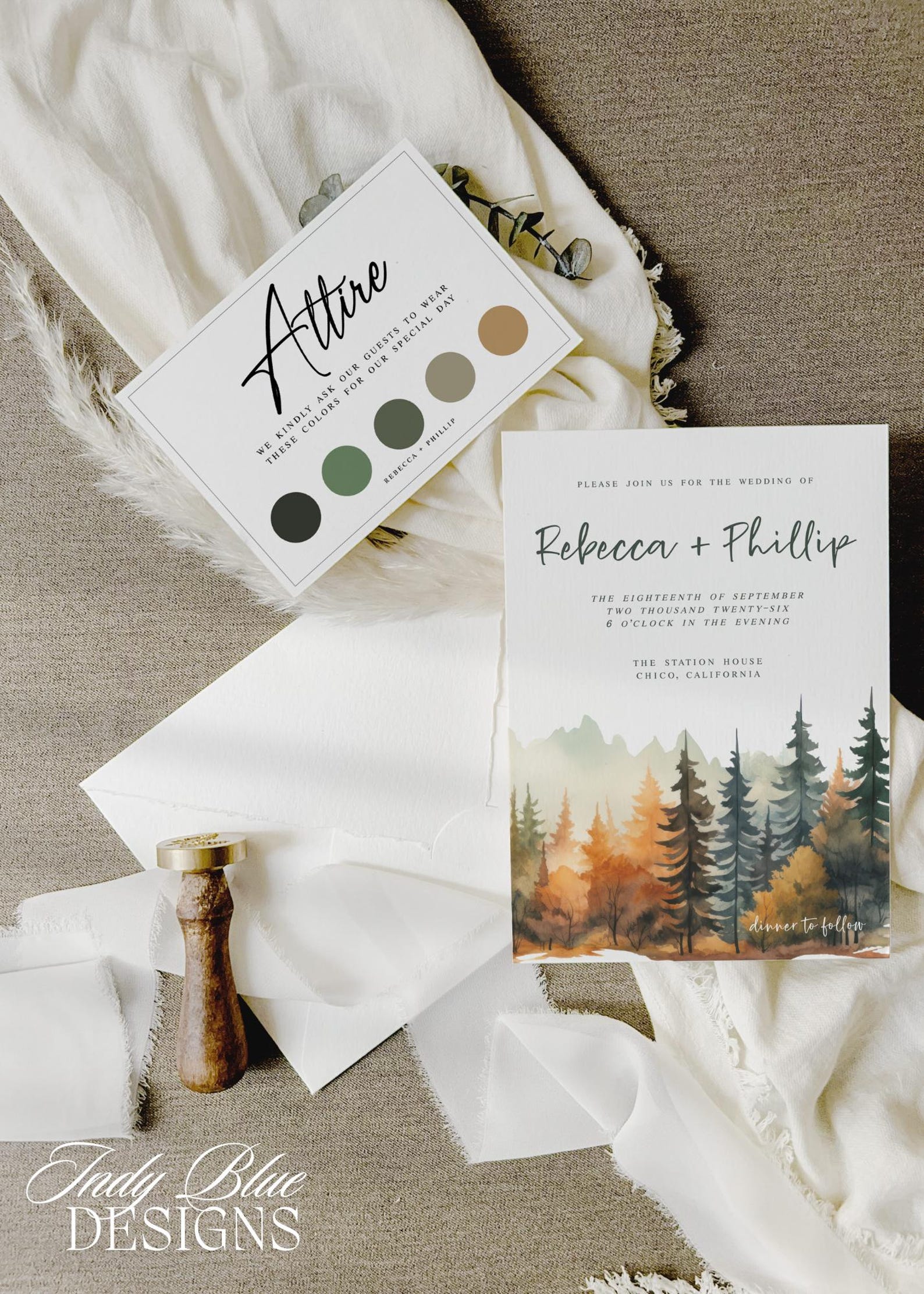 Modern Wedding Color Palette Card Custom Dress Code Card Template DIY ...