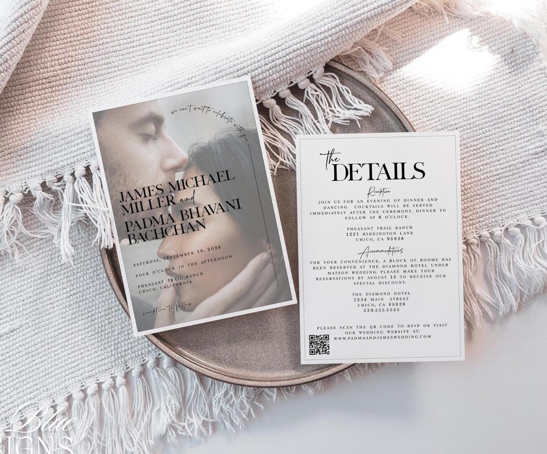 Unique Modern Wedding Invitation Template Personalized Minimalist ...