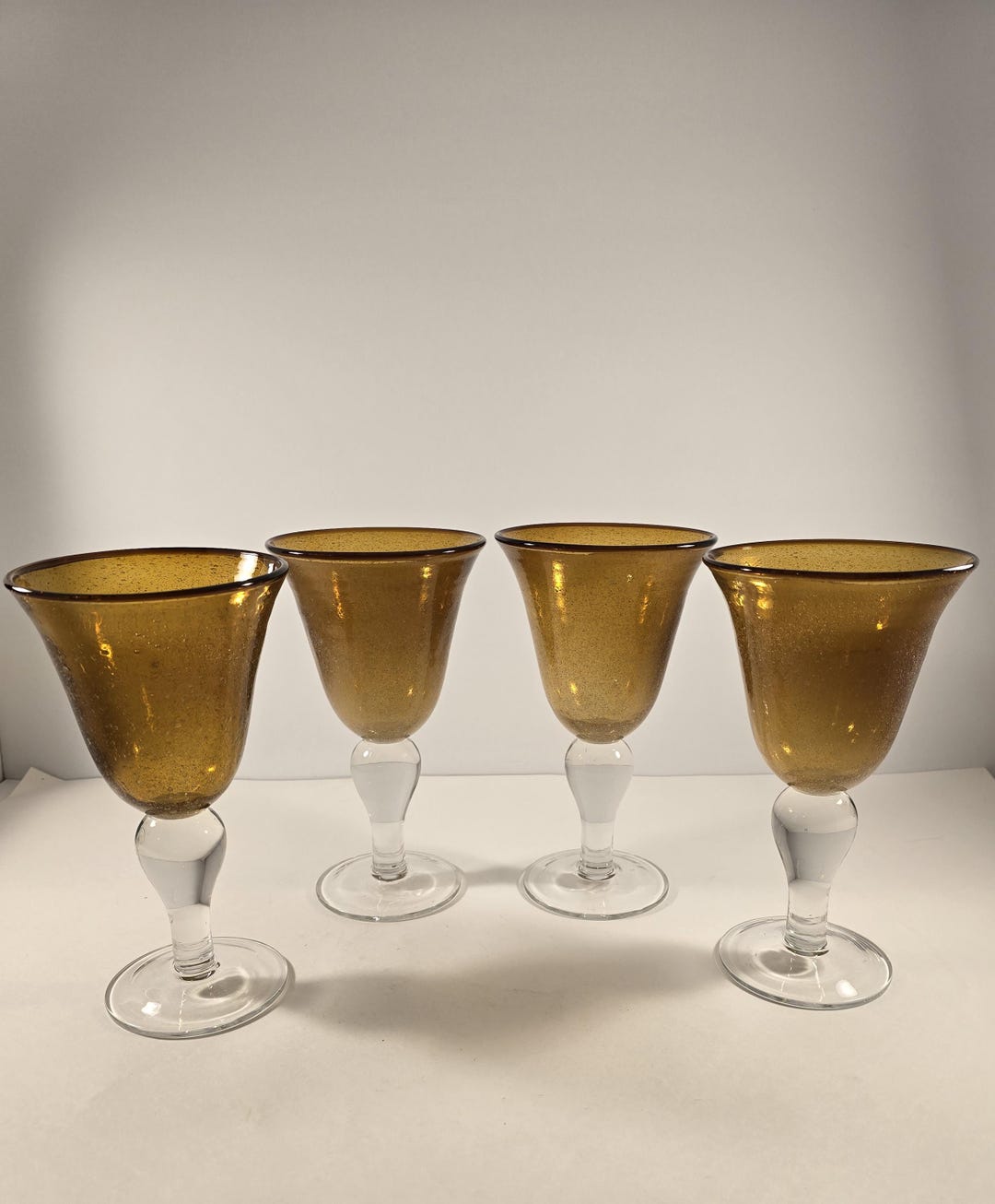 Set of 4 Artland Amber Bubble Water Goblets - Etsy