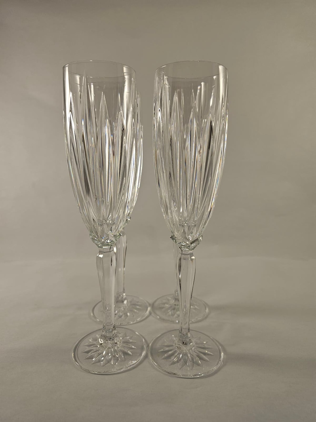 IN Set of 4 Cristal D'arques classic Fluted Champaign Glasses Crystal ...